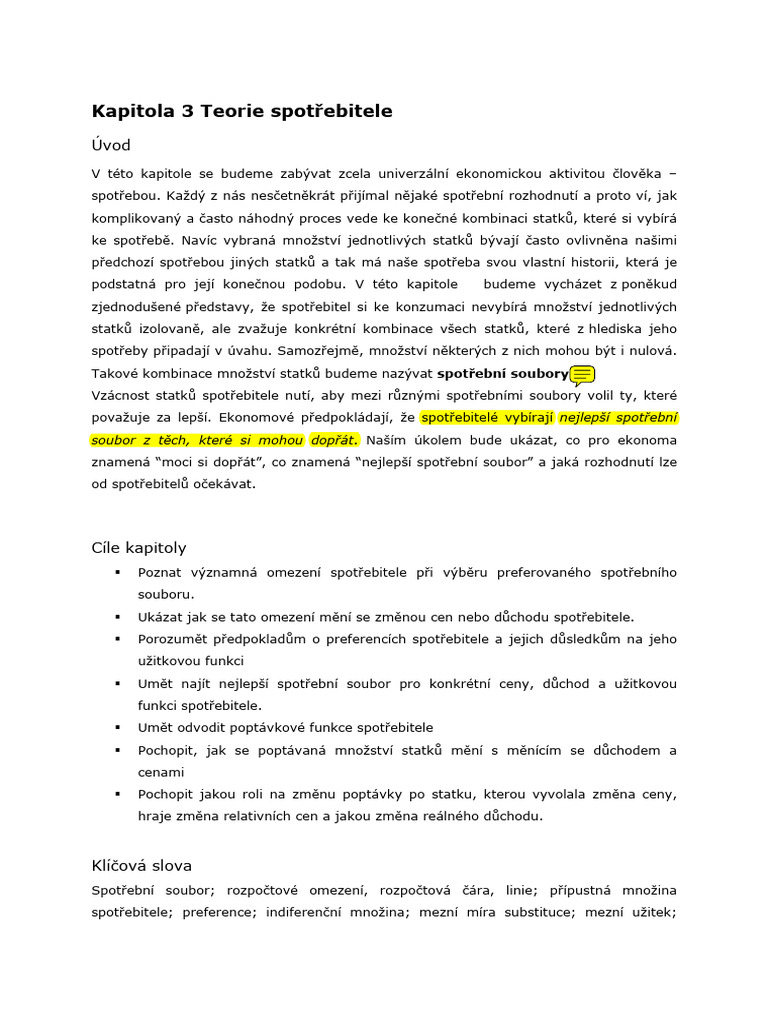 Teorie Spotřebitele | PDF