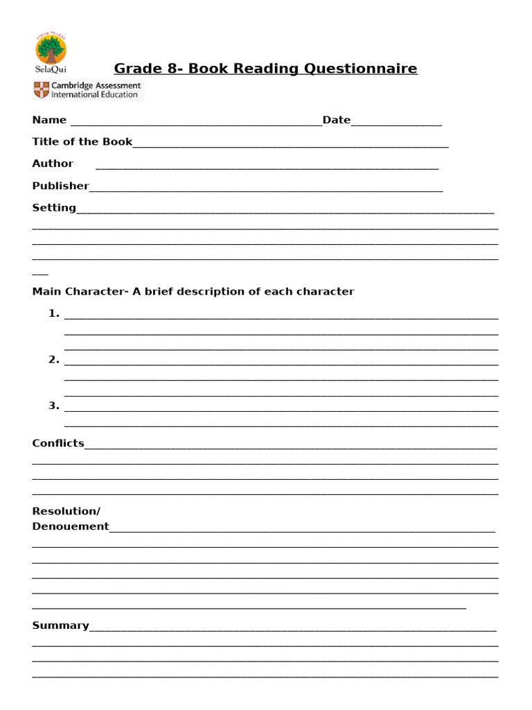 Grade 8 Reading Feedback Form | PDF