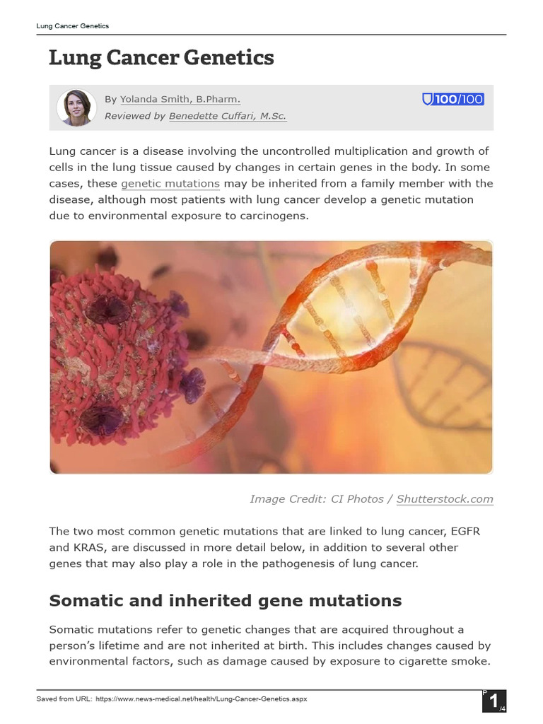Lung Cancer Genetics | PDF | Genetics | Causes Of Death