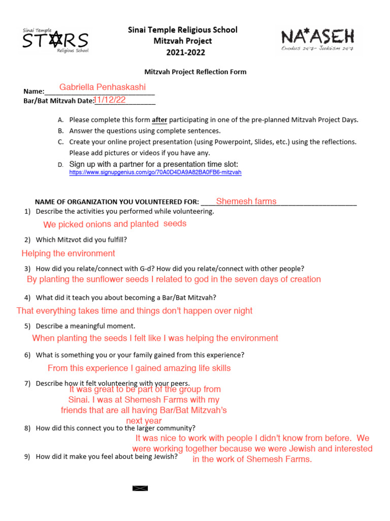 Final Mitzvah Project Assignment | PDF