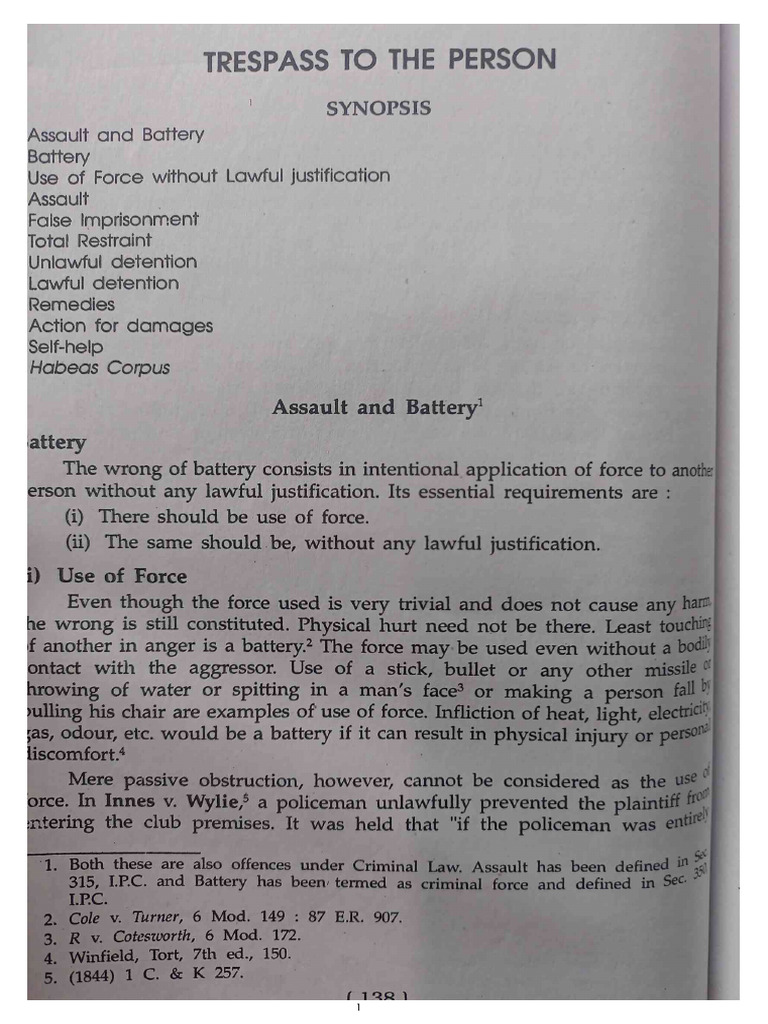 Trespass against person | PDF