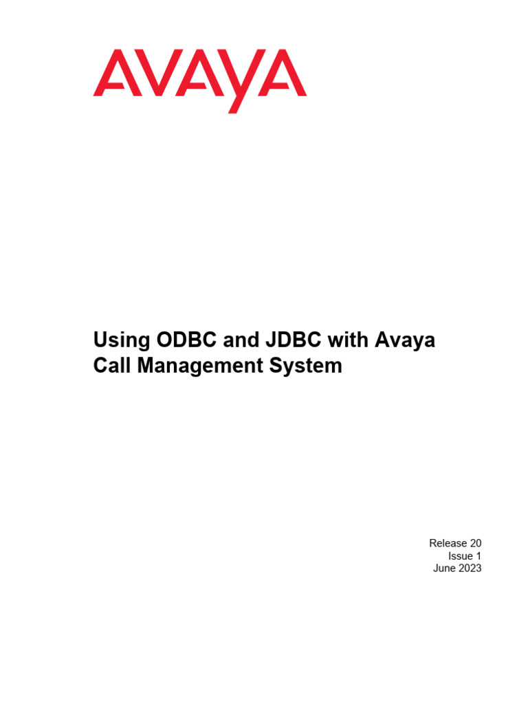 Avaya Cms Using Odbc and Jdbc r20 June 2023 | PDF | Databases | Sql