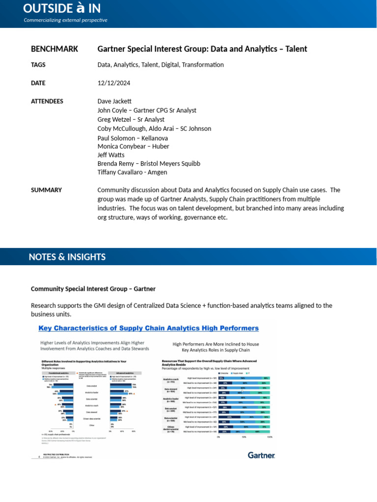 Benchmark - Data and Analytics (Gartner CSIG) | PDF | Analytics | Computing