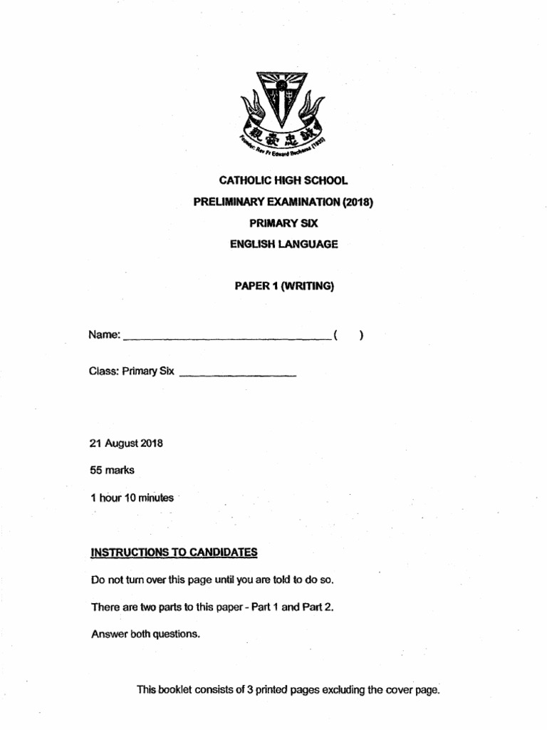 P6_English_SA2_2018_Catholic_High_Exam_Papers | PDF