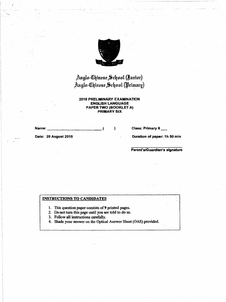 P6_English_SA2_2018_ACS_Exam_Papers | PDF