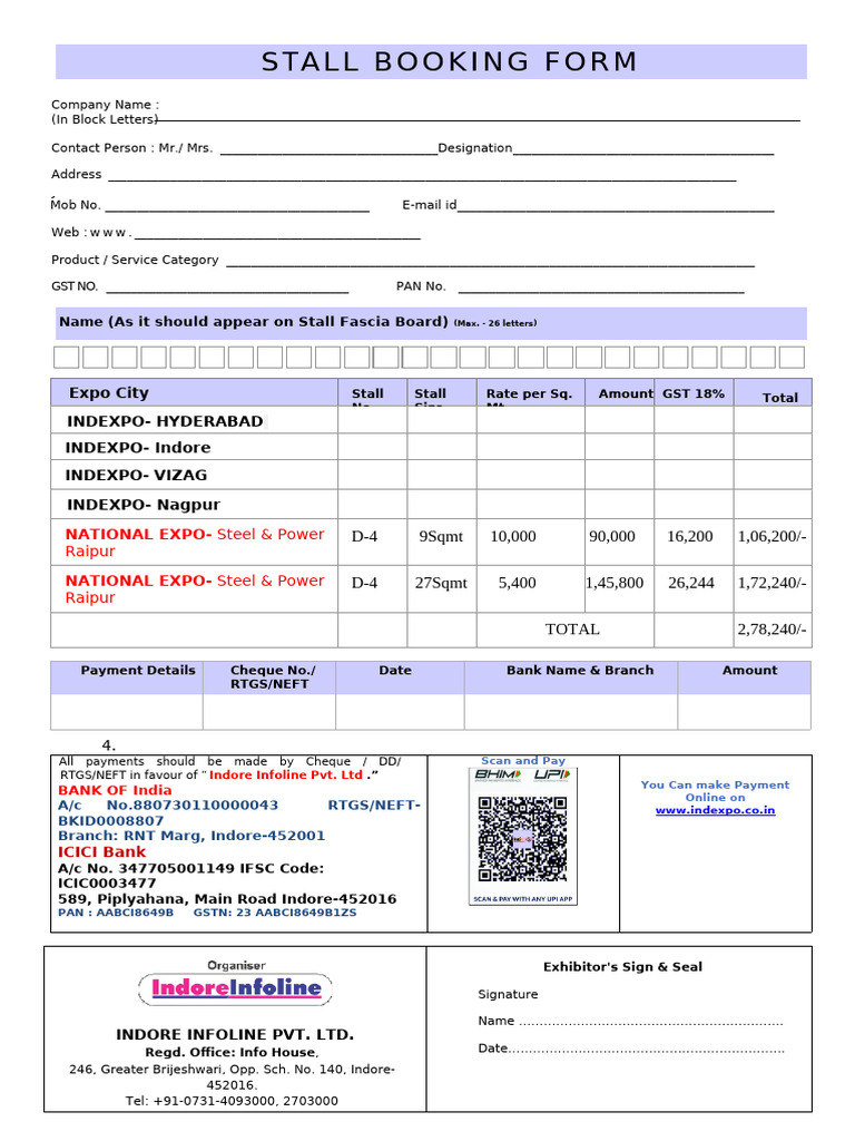 All INDL Expo Booking Form | PDF