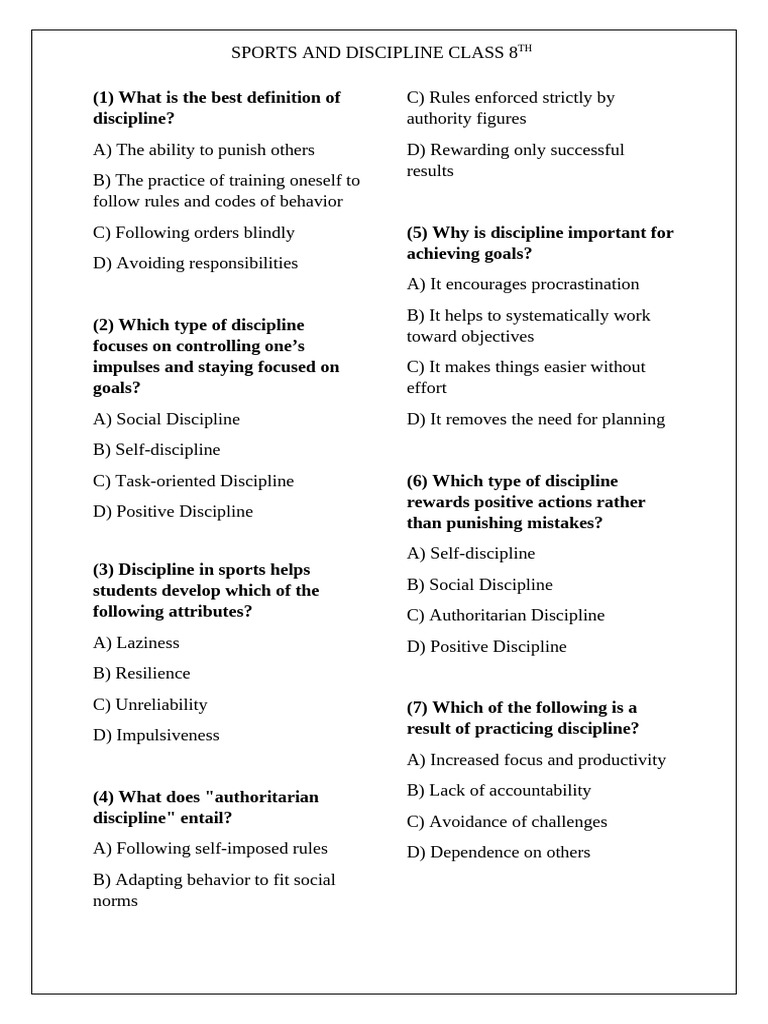 SPORTS AND DISCIPLINE | PDF | Disciplines | Psychological Resilience