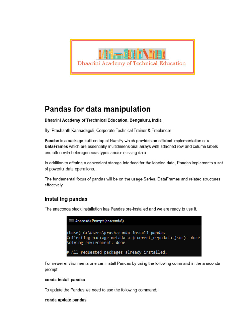 Pandas Fundamentals Pdf Boolean Data Type Computer Science