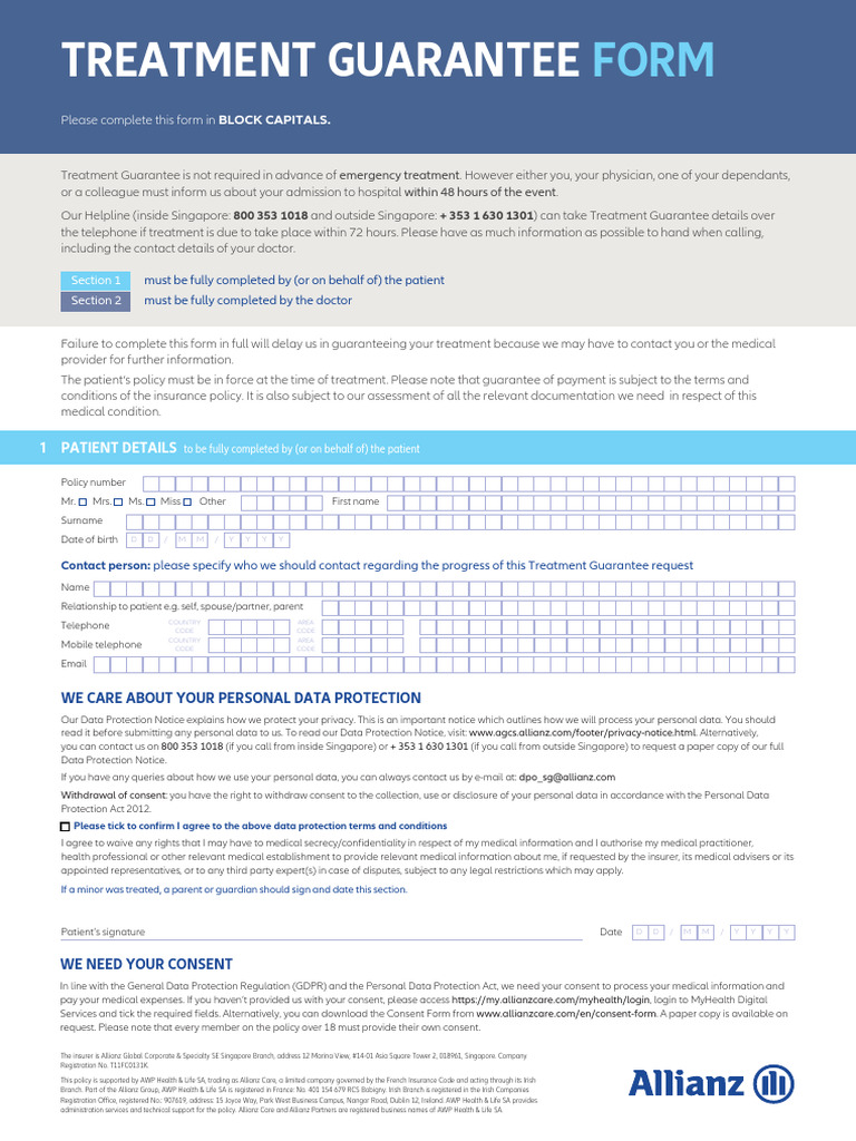 Treatment Guarantee Request Form | PDF | Informed Consent | Information ...