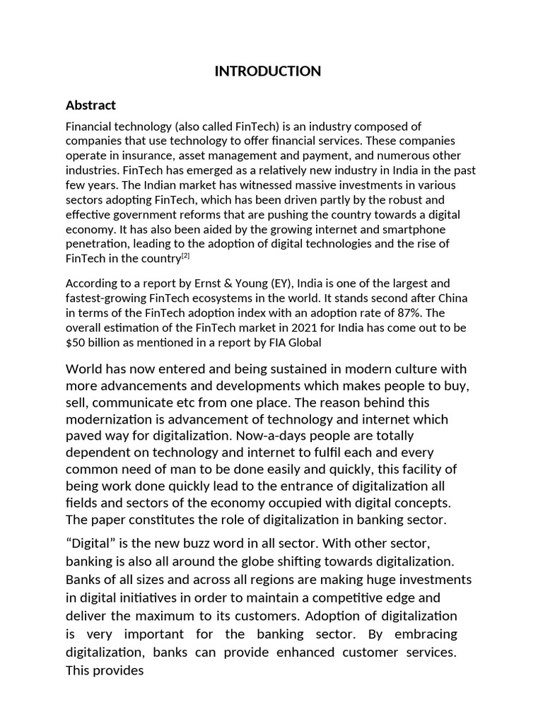 INTRODUCTION (1) | PDF | Banks | Internet Of Things