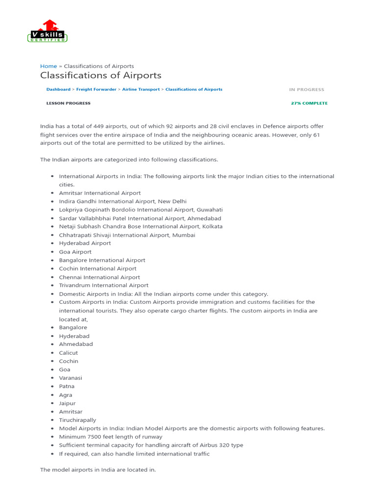 Classifications of Airports | PDF | Airport | Transport