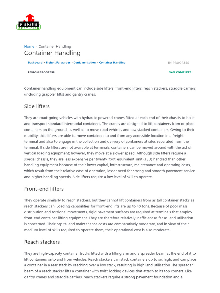 Container Handling - Vskills LMS | PDF | Crane (Machine) | Intermodal ...