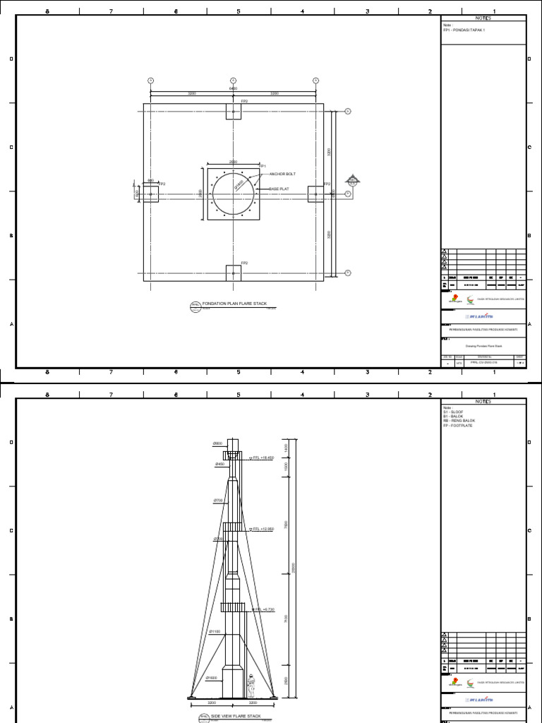Flare Stack Foundation Drawing Details | PDF