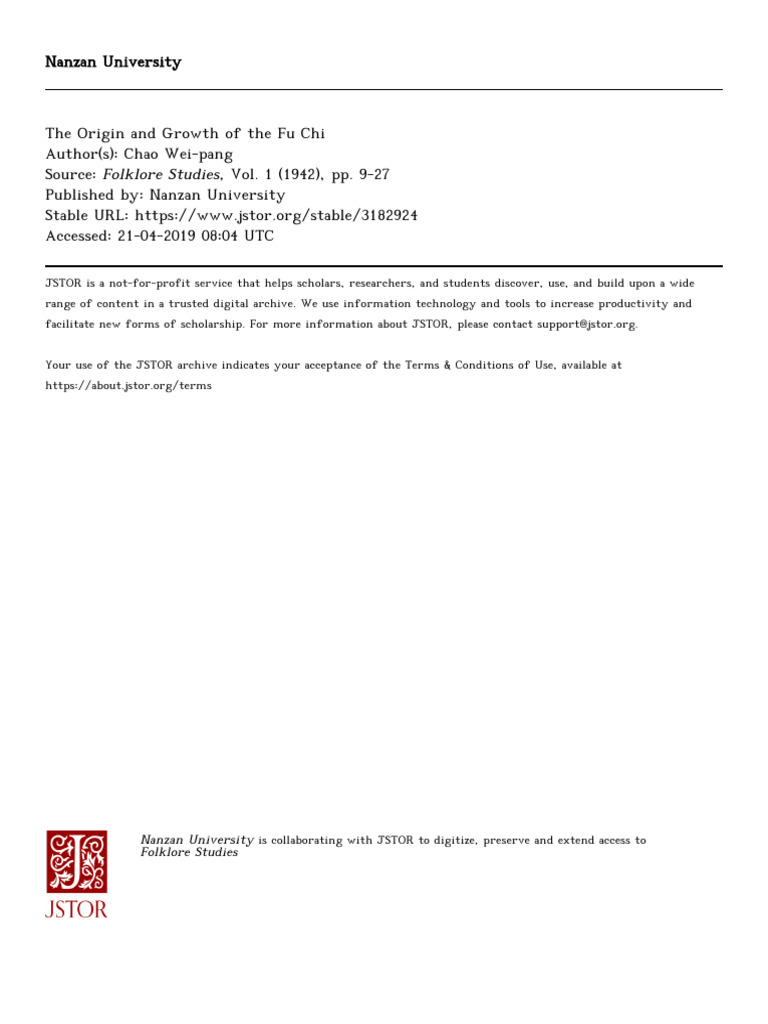 Chao Wei-Pang - The Origin and Growth of The Fu Chi | PDF | Divination
