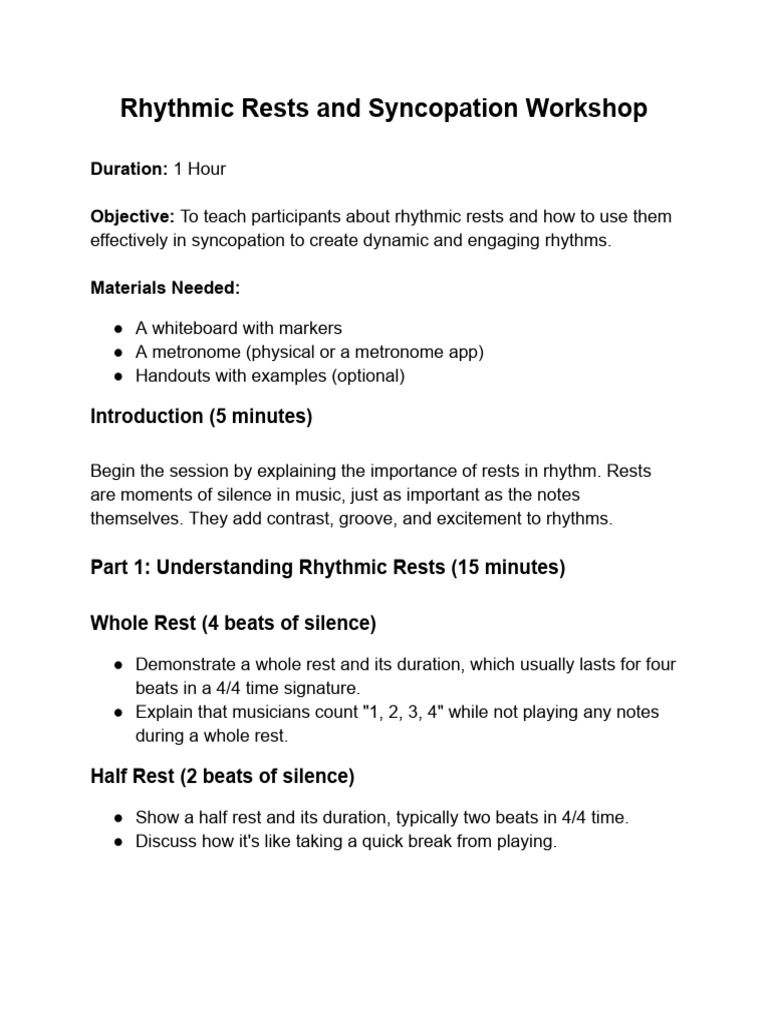 Rhythmic Rests and Syncopation | PDF | Rhythm | Musicology