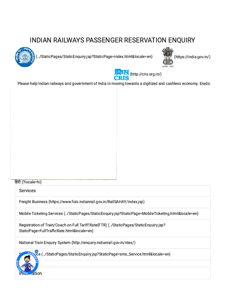 Welcome to Indian Railway Passenger Reservation Enquiry | PDF