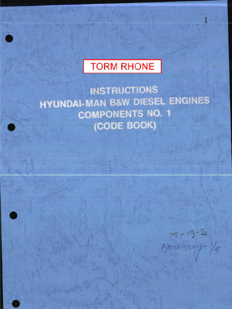 Instructions Hundai-Man B&W 6S 46 MCC Diesel Engines Components.1 | PDF
