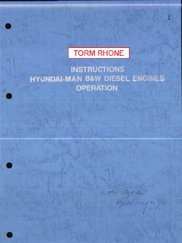 Inst - Hyundai-Man B&W 6S 46 MCC Diesel Engines Operation | PDF