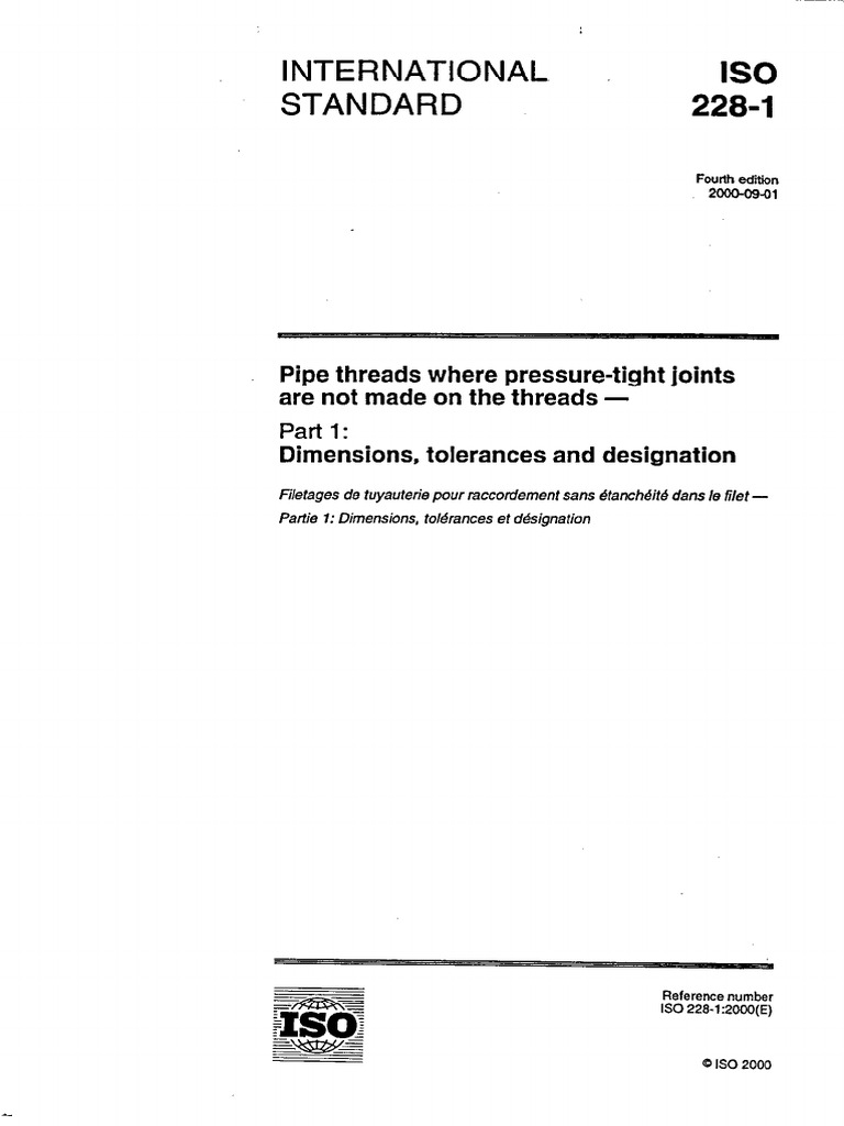 BSPP Thread Iso 228-1-2000 | PDF