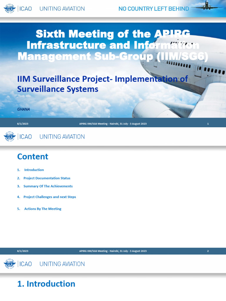 APIRG IIM/SG6 Surveillance Project Update | PDF | Aviation Safety