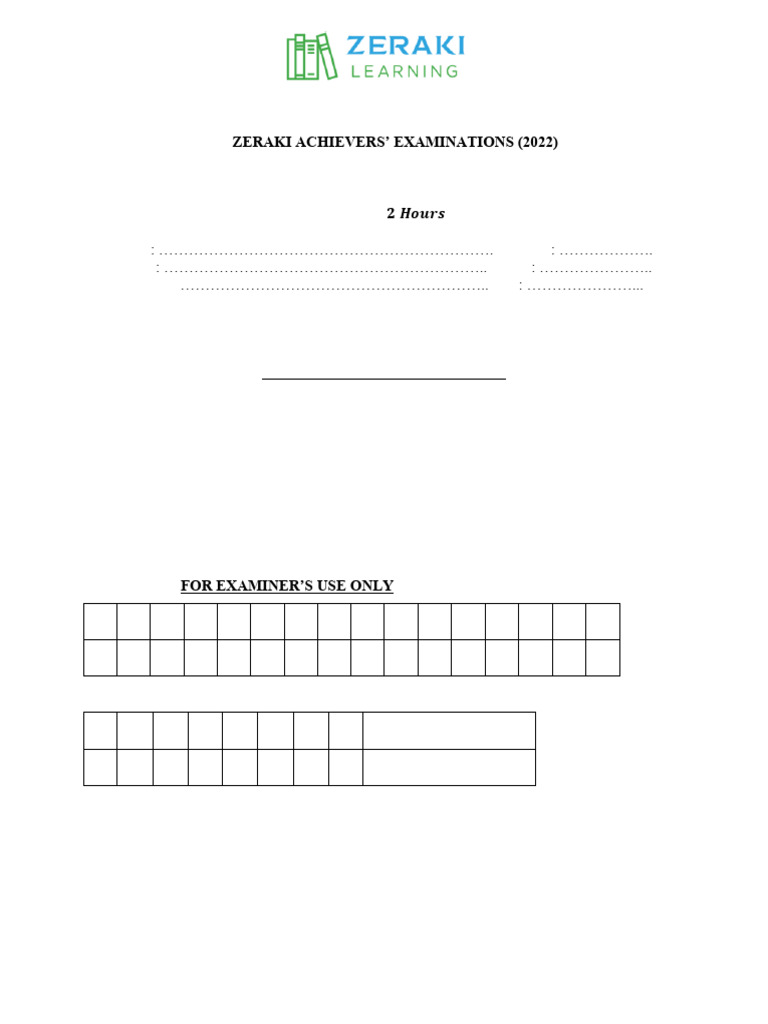 BIOLOGY FORM 1 - Question Paper | PDF | Microscope