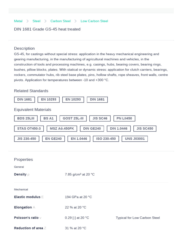 GS-45 heat treated | PDF | Steel | Strength Of Materials