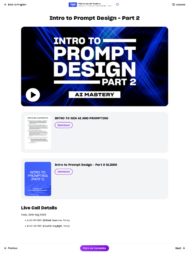 02-Lesson 4 - Intro To Prompt Design - Part 2 | PDF