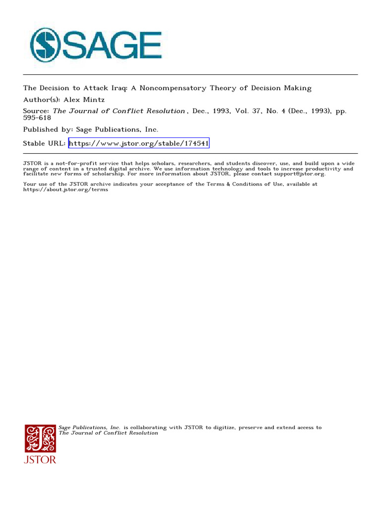 Noncompensatory Decision Making in Iraq Attack | PDF | Decision Making ...