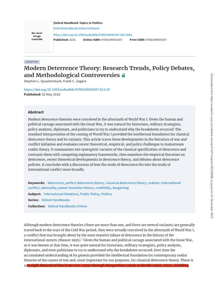 Nucleur deterrence | PDF | Deterrence Theory | Crime & Violence