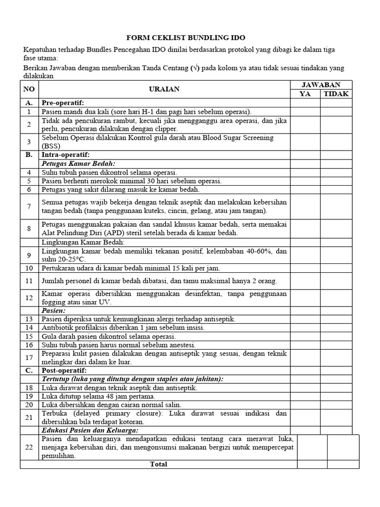 Form Ceklist Bundling Ido | PDF