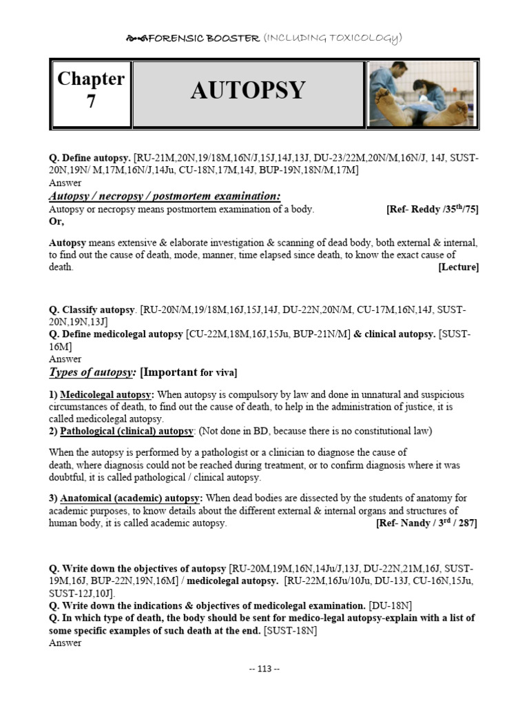 Forensic BOOSTER (Including Toxicology) - Autopsy | PDF | Autopsy ...