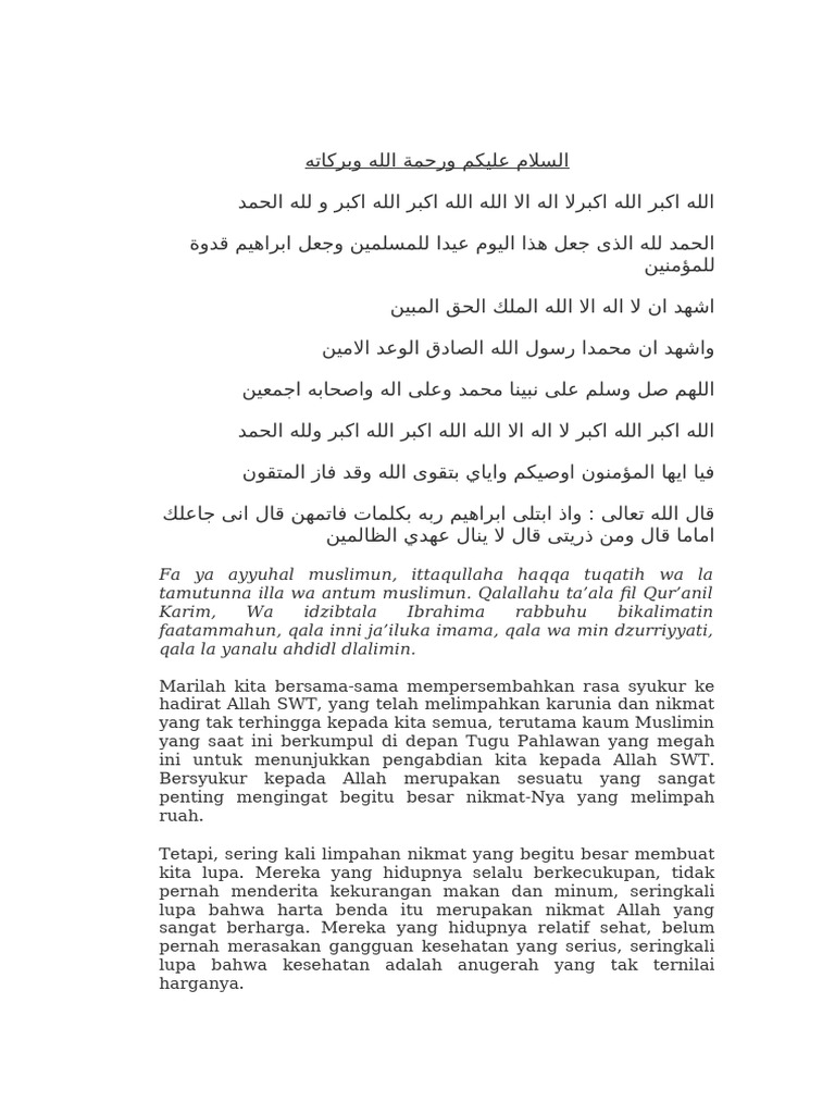 Khutbah Idul Adha 1445-Bram (Prof Syafiq Mughni) | PDF