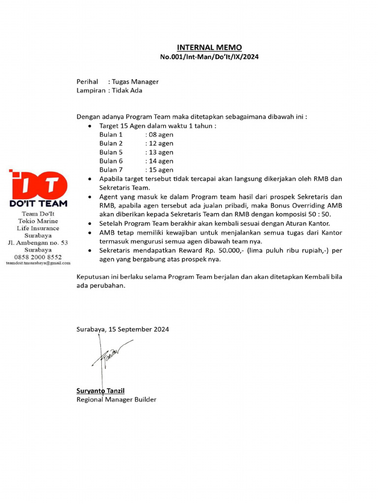 Internal Memo 150924 | PDF