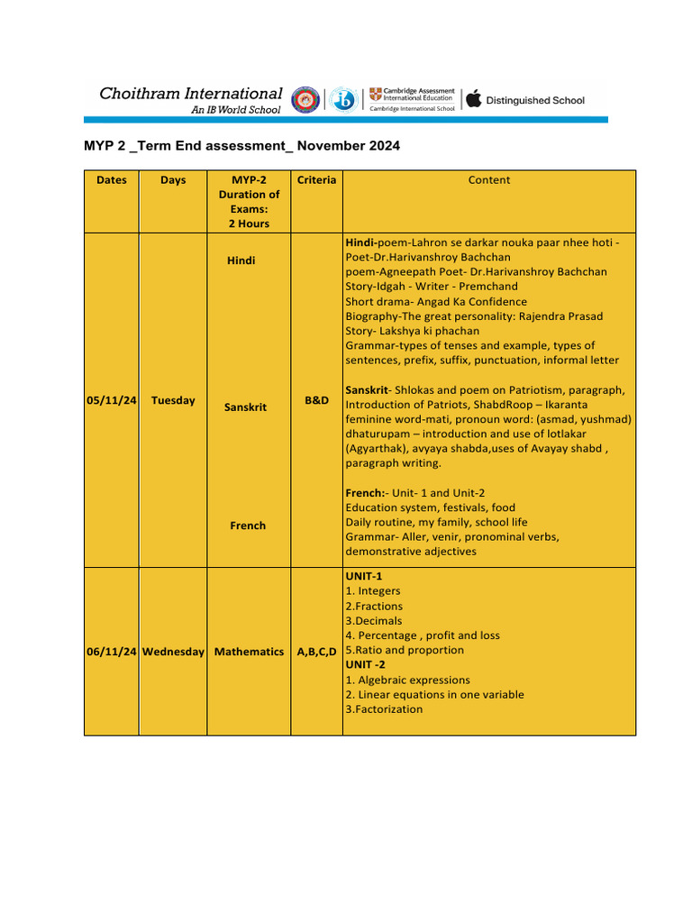MYP-2 - Term End Assessment - November 2024 | PDF | Chemical Reactions ...