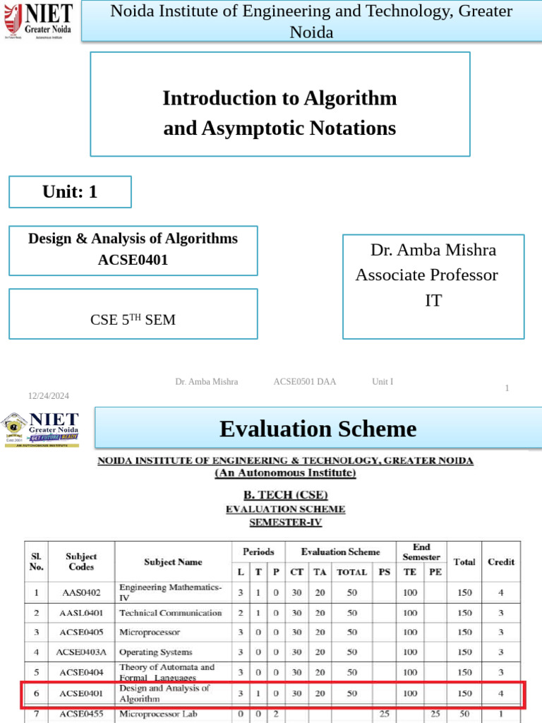 Design and Analysis Unit1 | PDF | Time Complexity | Mathematics