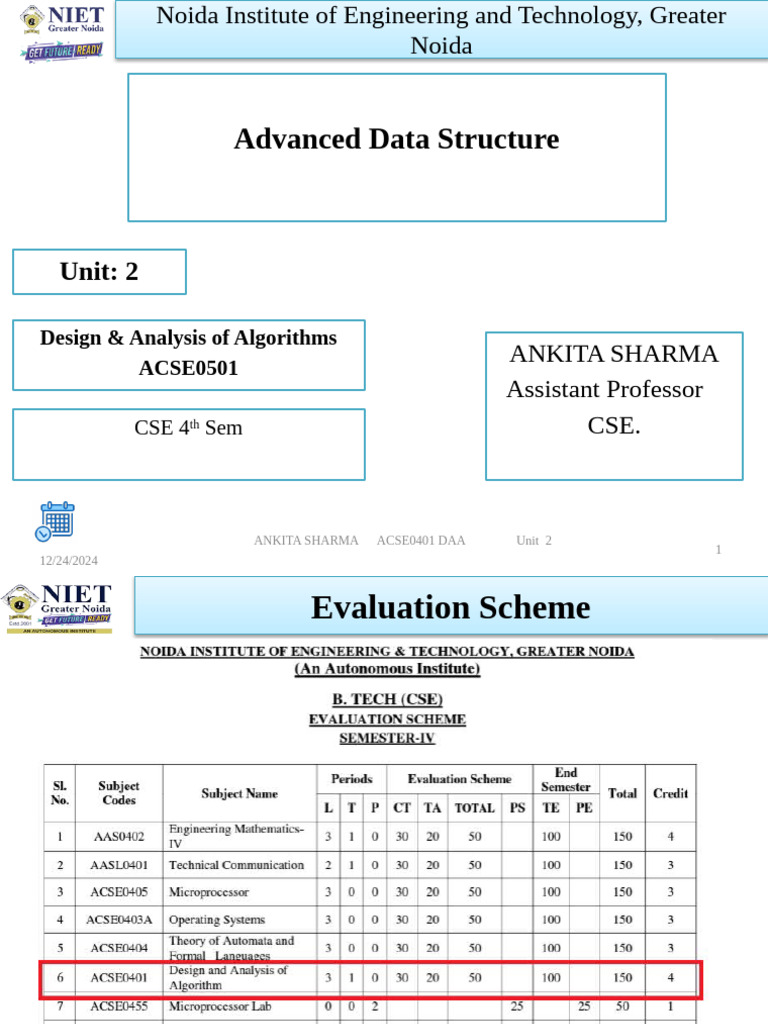 Advanced Data Structures Course Overview | PDF | Algorithms And Data ...