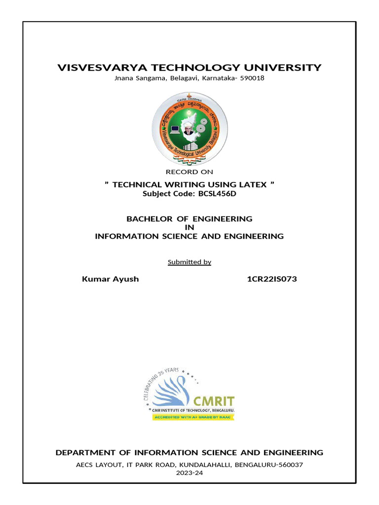 Latex Writing VTU Report | PDF | Artificial Intelligence | Intelligence ...