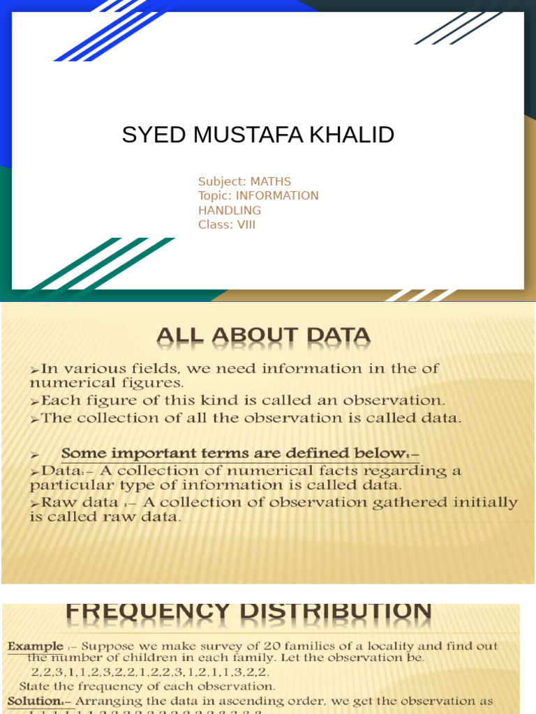 Syed Mustafa Khalid Class 8 Maths Presentation | PDF