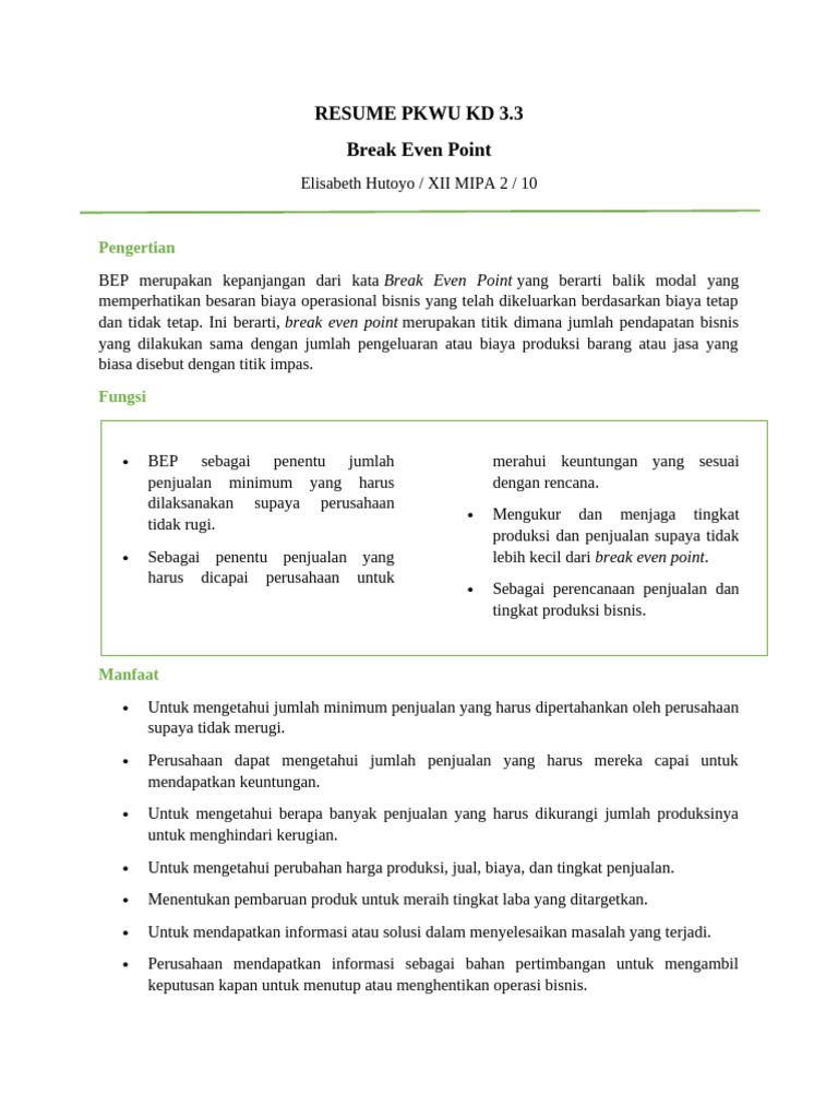 Resume Pkwu Bep | PDF