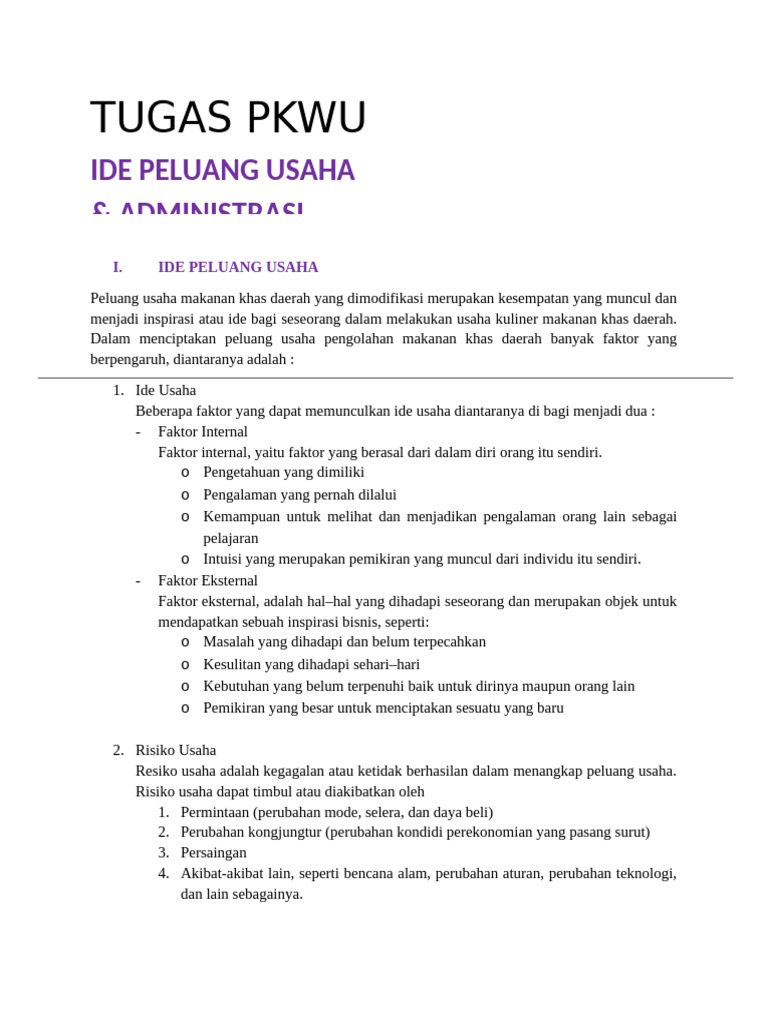 PKWU administrasi & peluang usaha | PDF