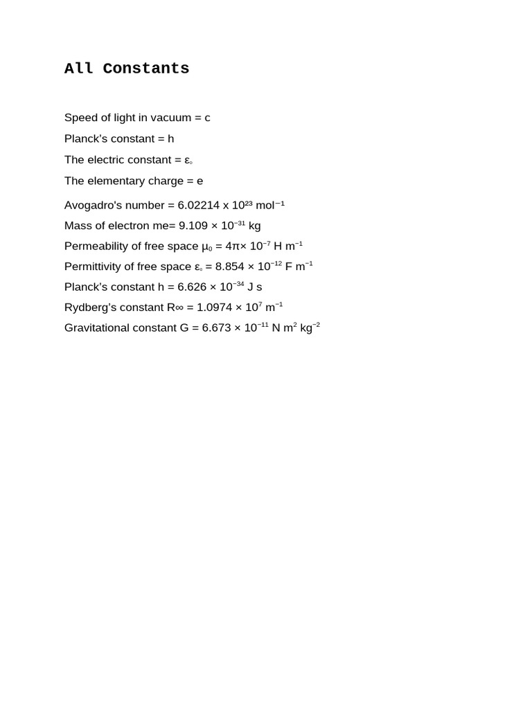 All Constants | PDF