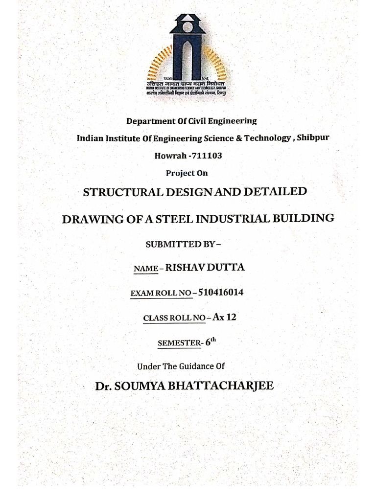 Structural Details Of A Steel Industrial Building | PDF