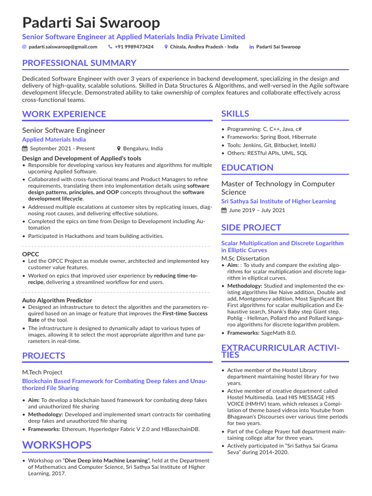 swaroop_resume | PDF | Software | Computing