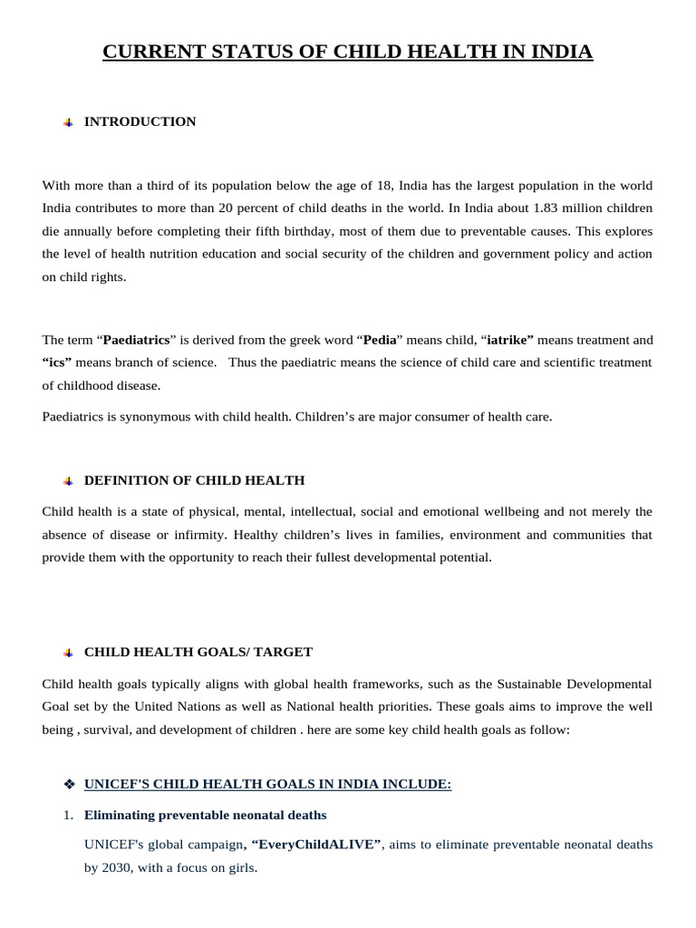 Curent Statusof Child Health in India | PDF | Breastfeeding | Malnutrition