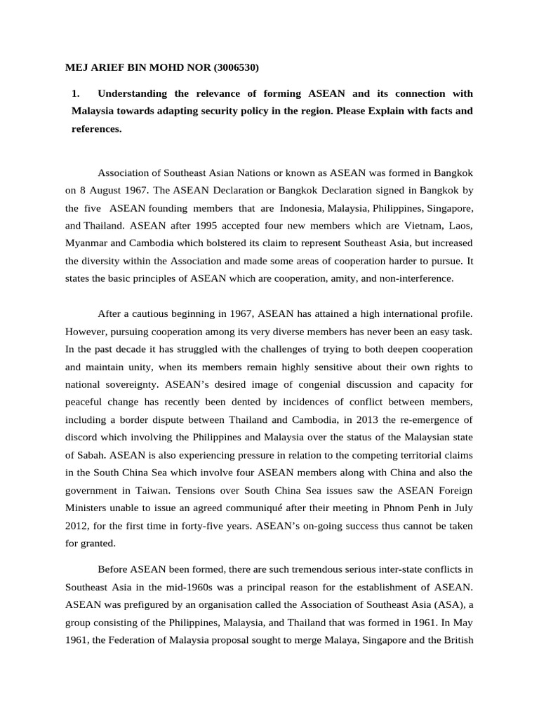 Understanding the relevance of forming ASEAN | PDF | Territorial Waters ...
