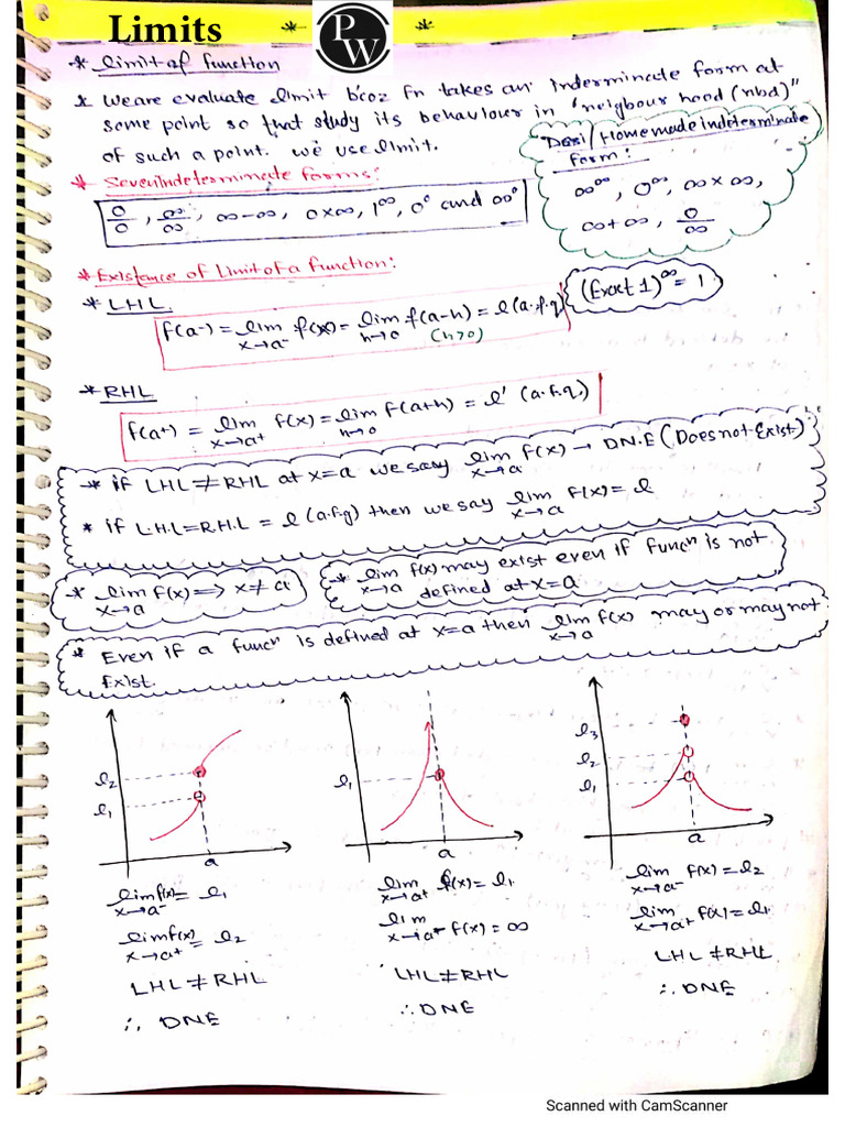 Limits - Handwritten Notes - Prayas JEE 2024 | PDF