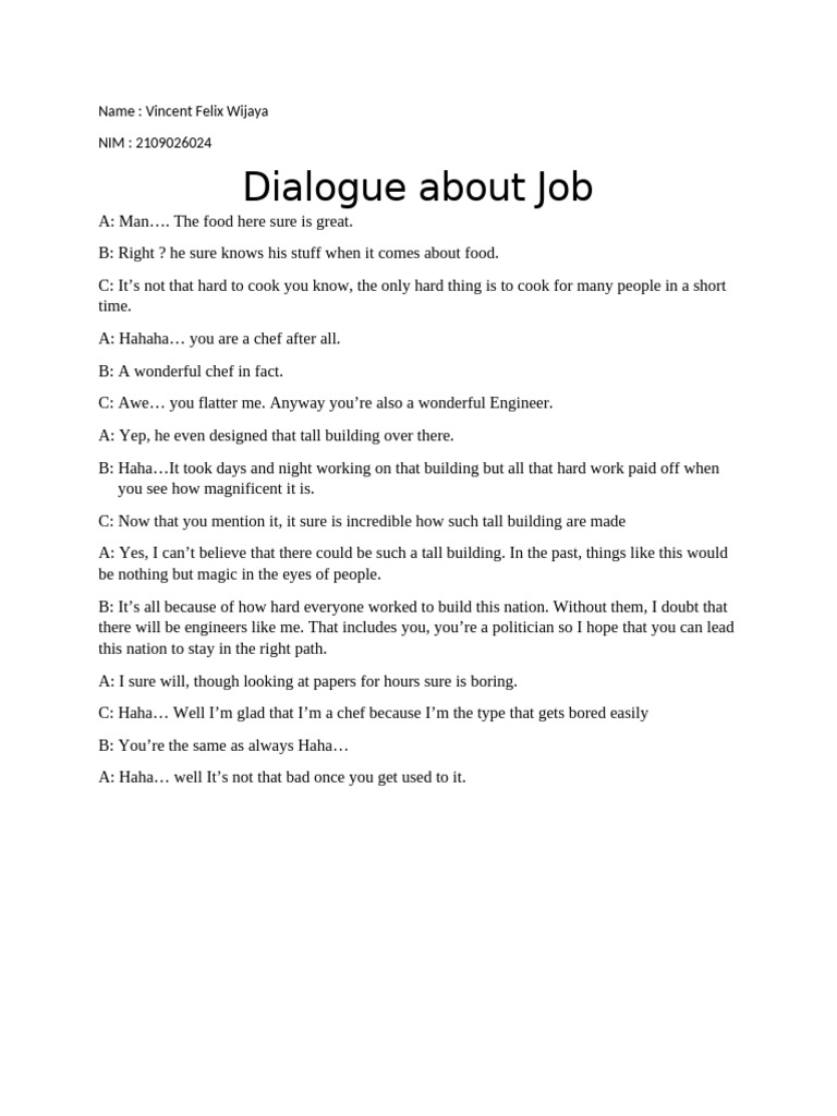 Dialogue About Jobs | PDF