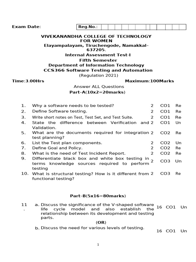Internal Test Plan For Software Testing Pdf Software Testing
