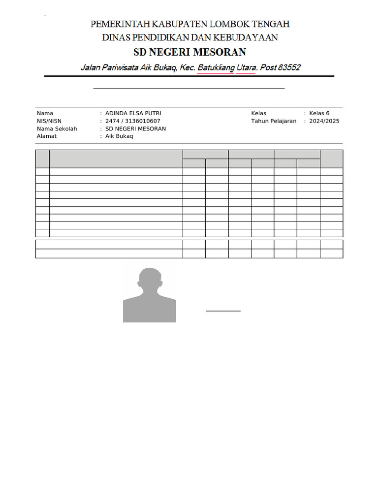 Transkrip - Adinda Elsa Putri | PDF