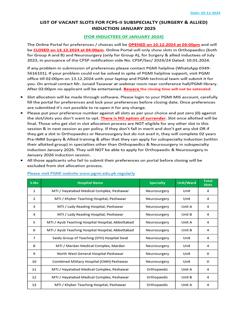 List of VACANT SLOTS FOR January 2024 Inductees Session Jan 2025 | PDF ...